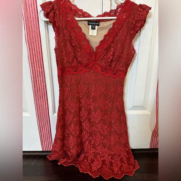 bebe | Dresses | Vintage Ecu Y2k Bebe Red Lace Dress | Poshmark